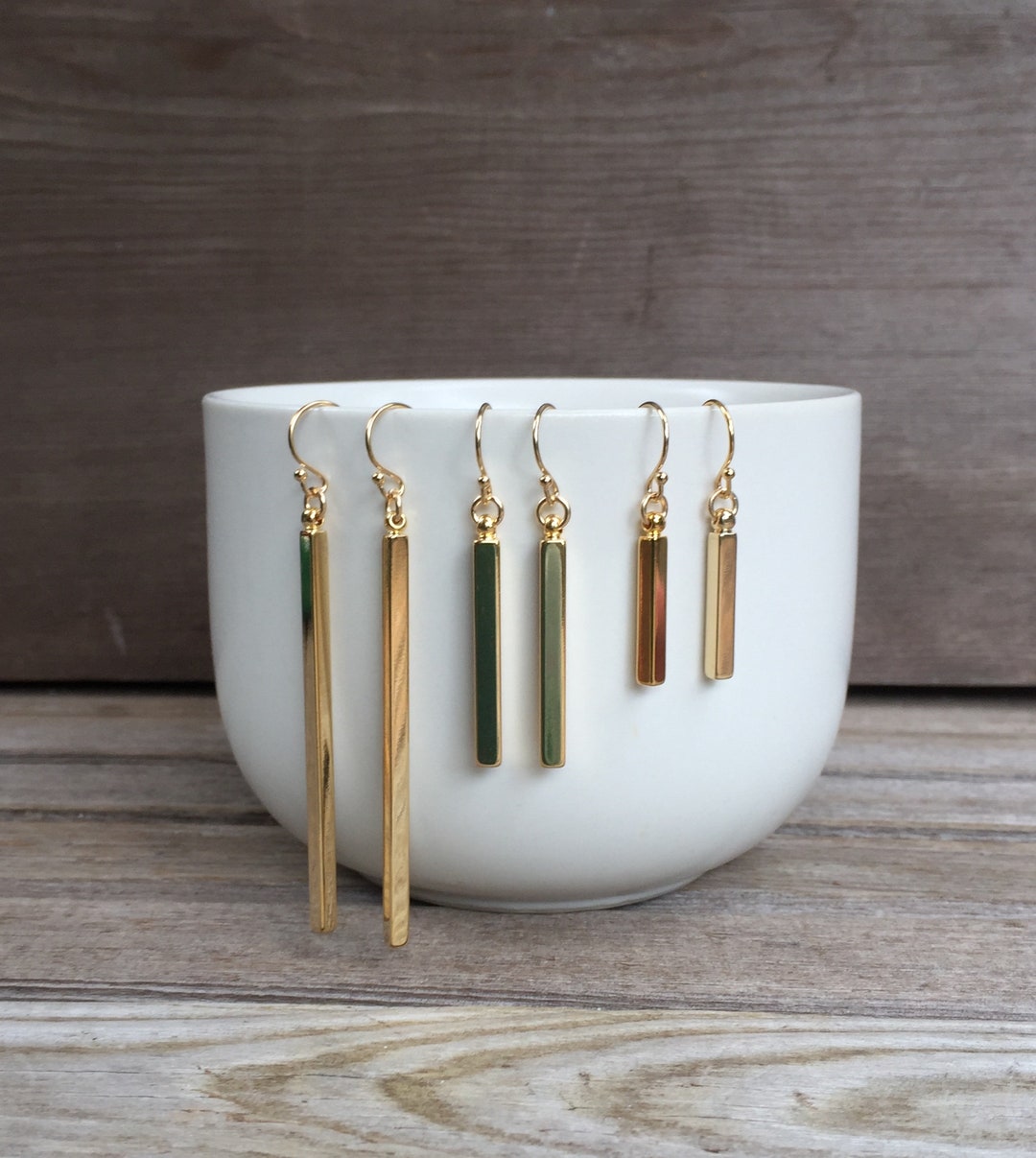 Dangle Gold Bar Earrings, Skinny Gold Bar Earrings, Gold Earrings ...