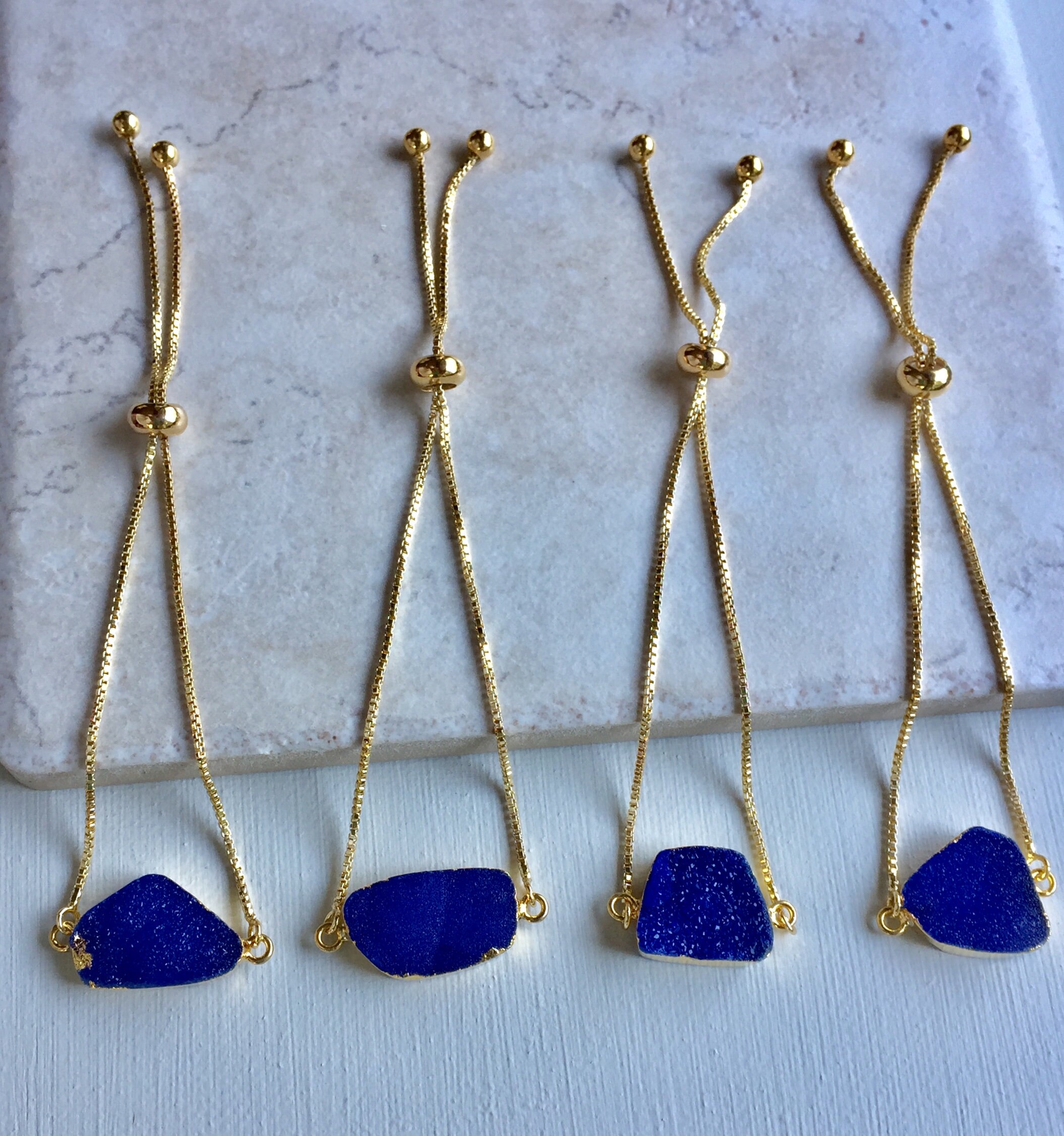 Druzy Bracelet Adjustable Bracelet Blue Druzy Bracelet Boho | Etsy