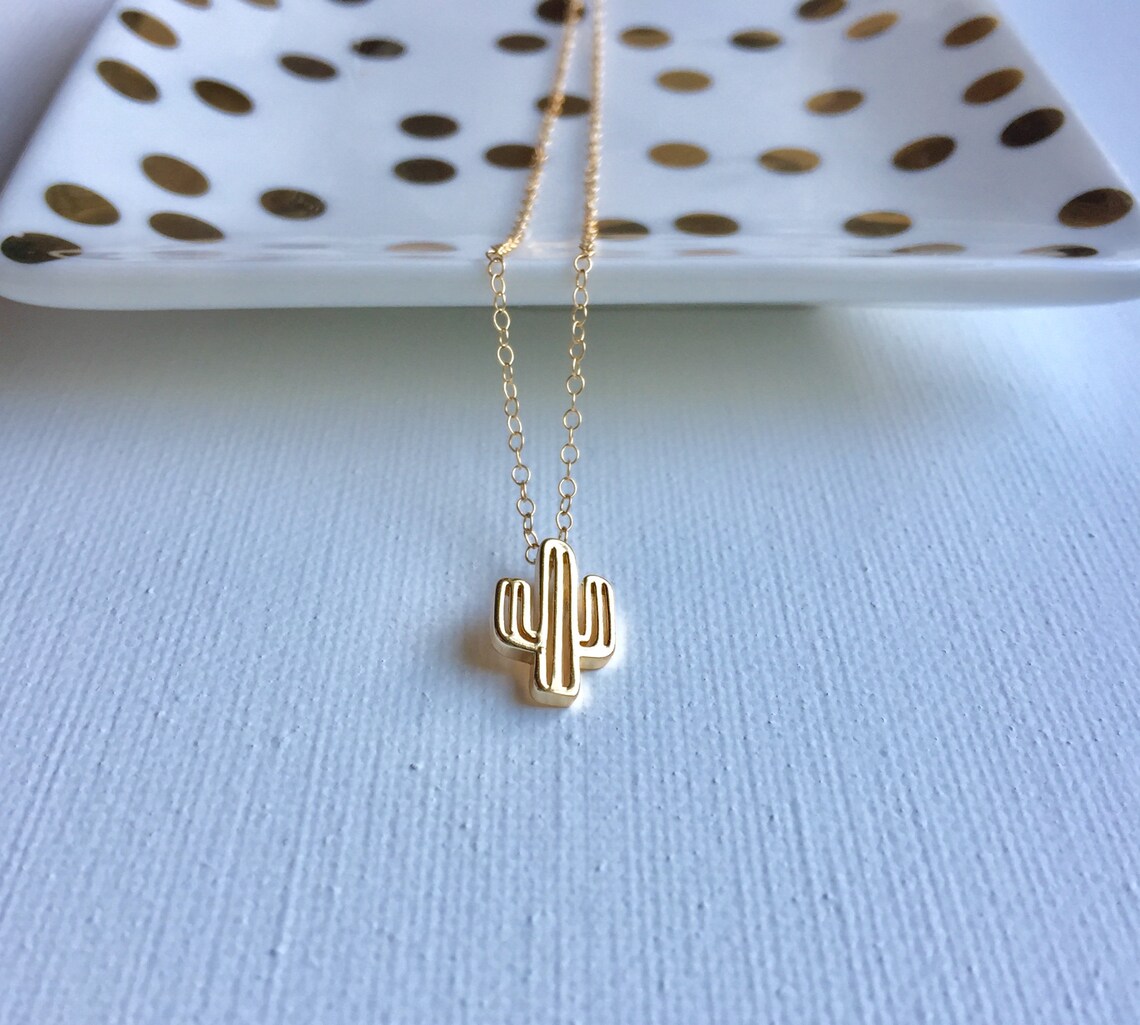 Dainty Gold Cactus Necklace Minimal Necklace Layering | Etsy