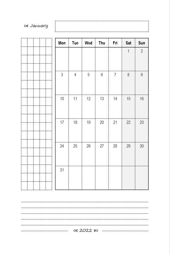 Printable Simple 2022 Calendar 8x10 - Etsy