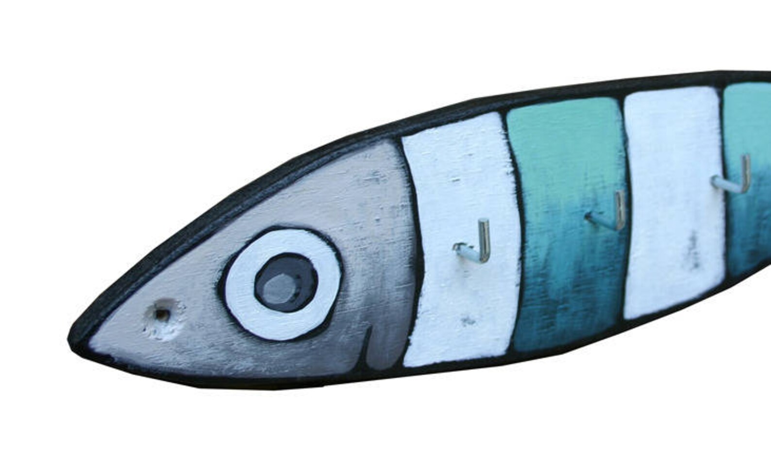 Long Striped Wooden Sardine Key Hook - Etsy