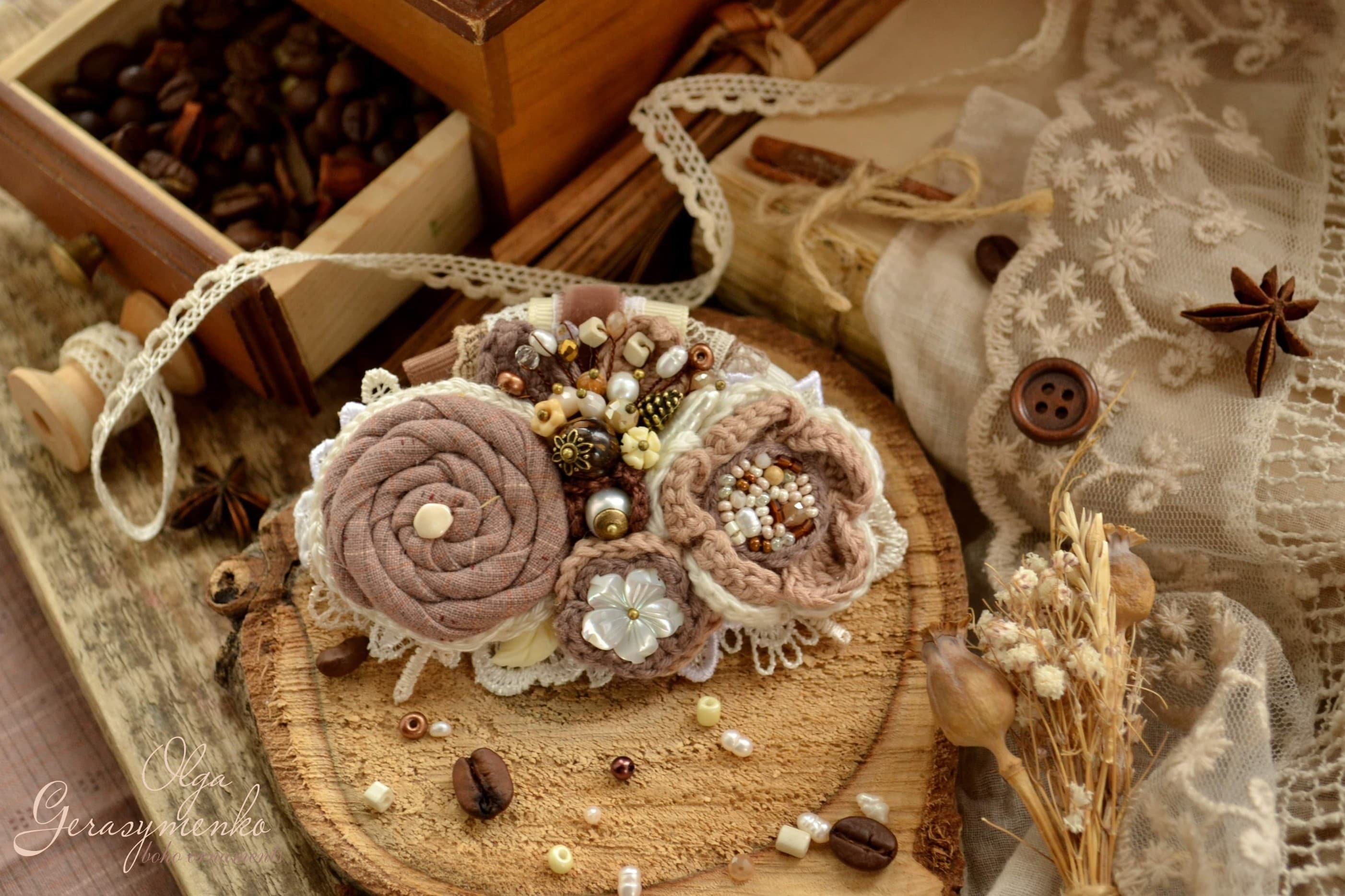 French hair barrette floral hair pin fabric barrette large | Etsy