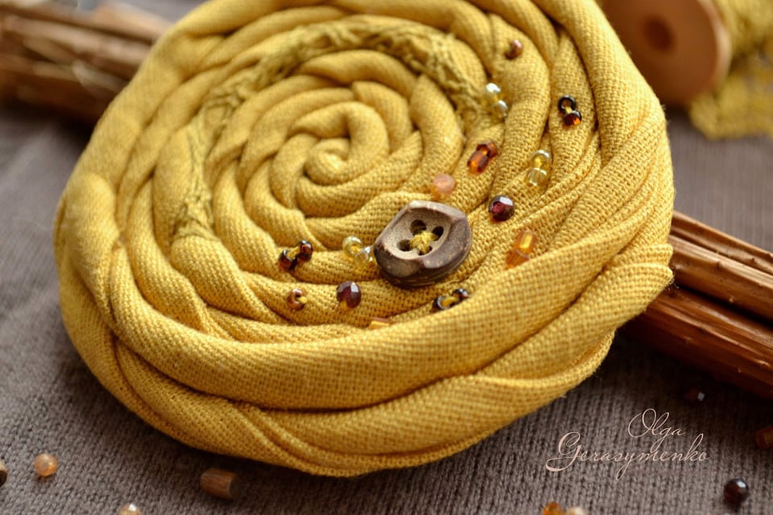 Linen brooch embroidered brooch fabric brooch dress brooch | Etsy