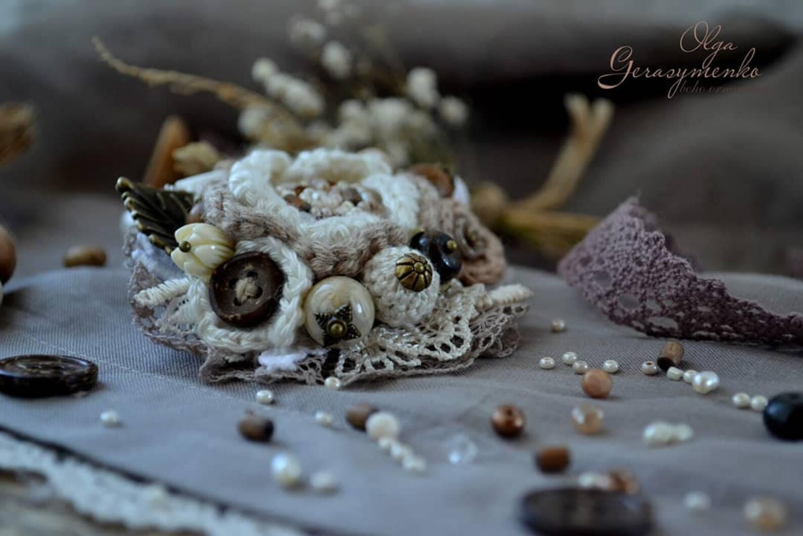 Small Brooch Woman Beige Flower Brooch Dress Bead Brooch | Etsy