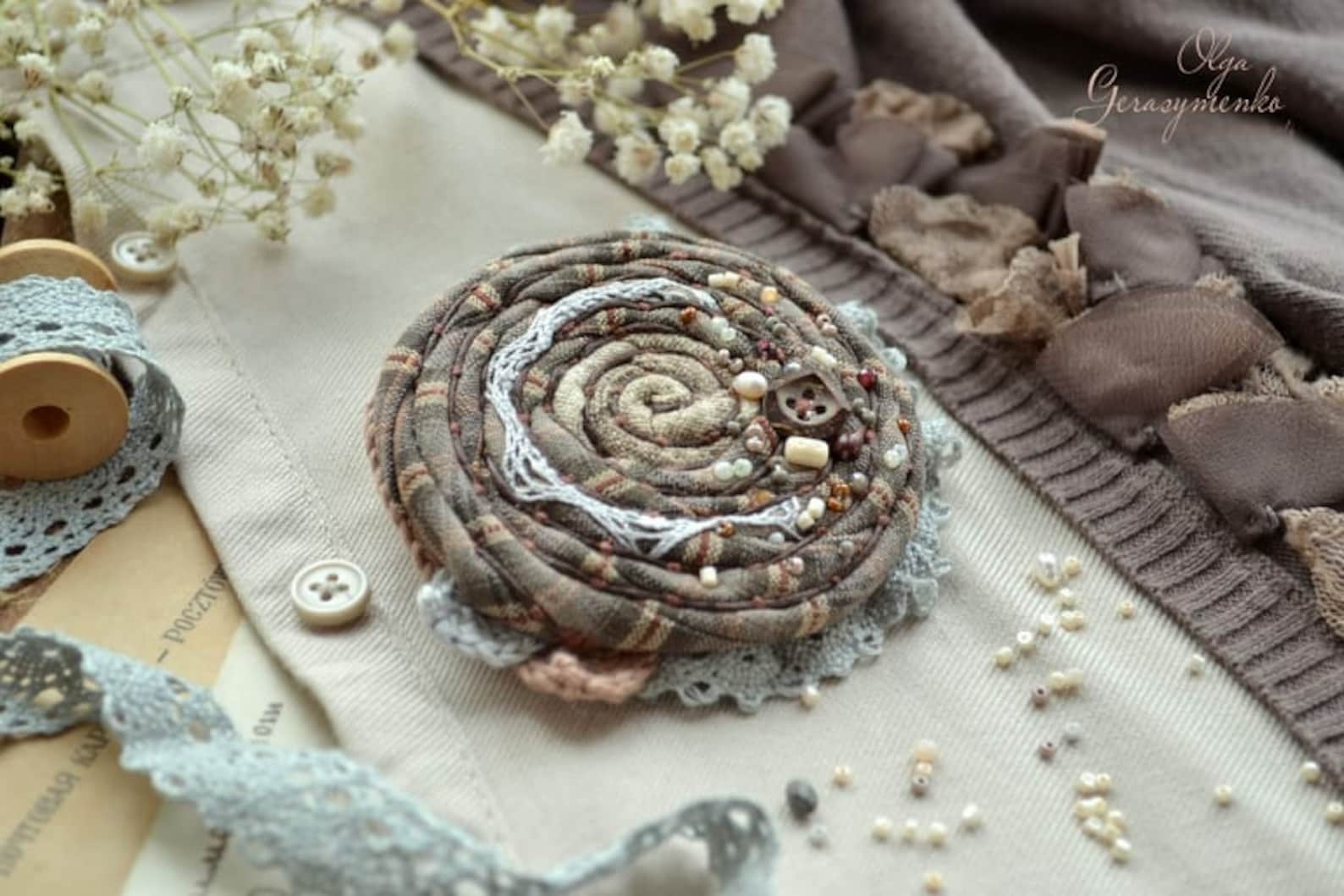 Textile Flower Brooch Fabric Brooches Autumn Brooch Dress | Etsy