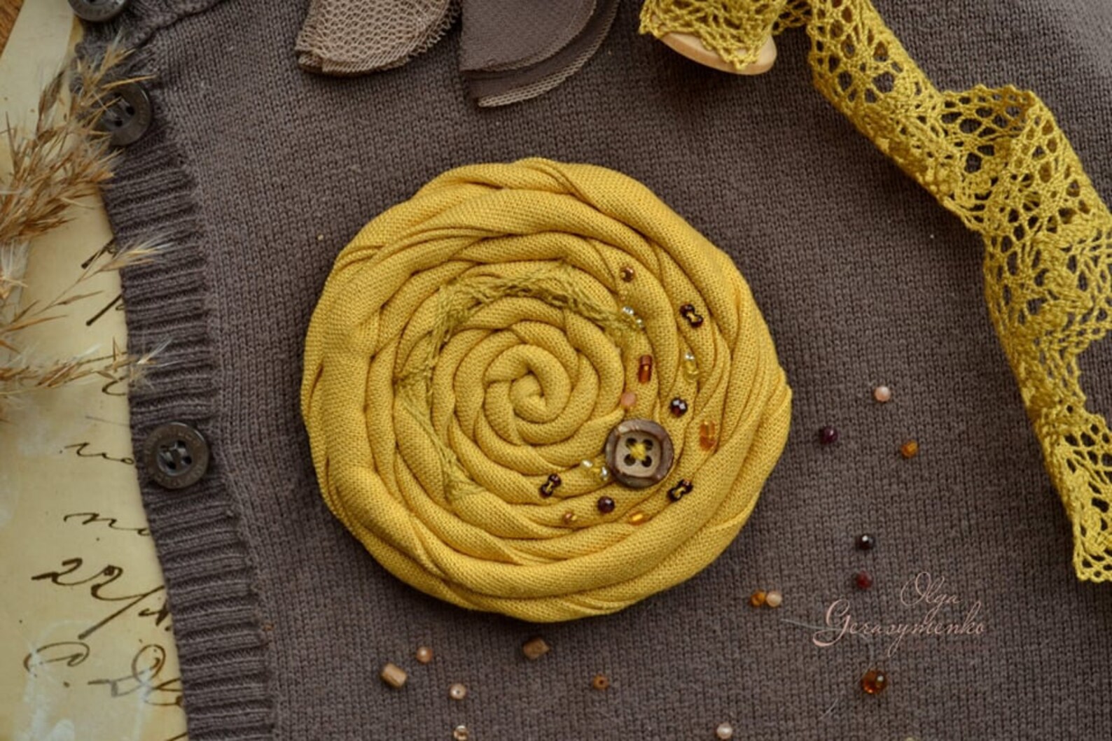 Linen Brooch Embroidered Brooch Fabric Brooch Dress Brooch - Etsy