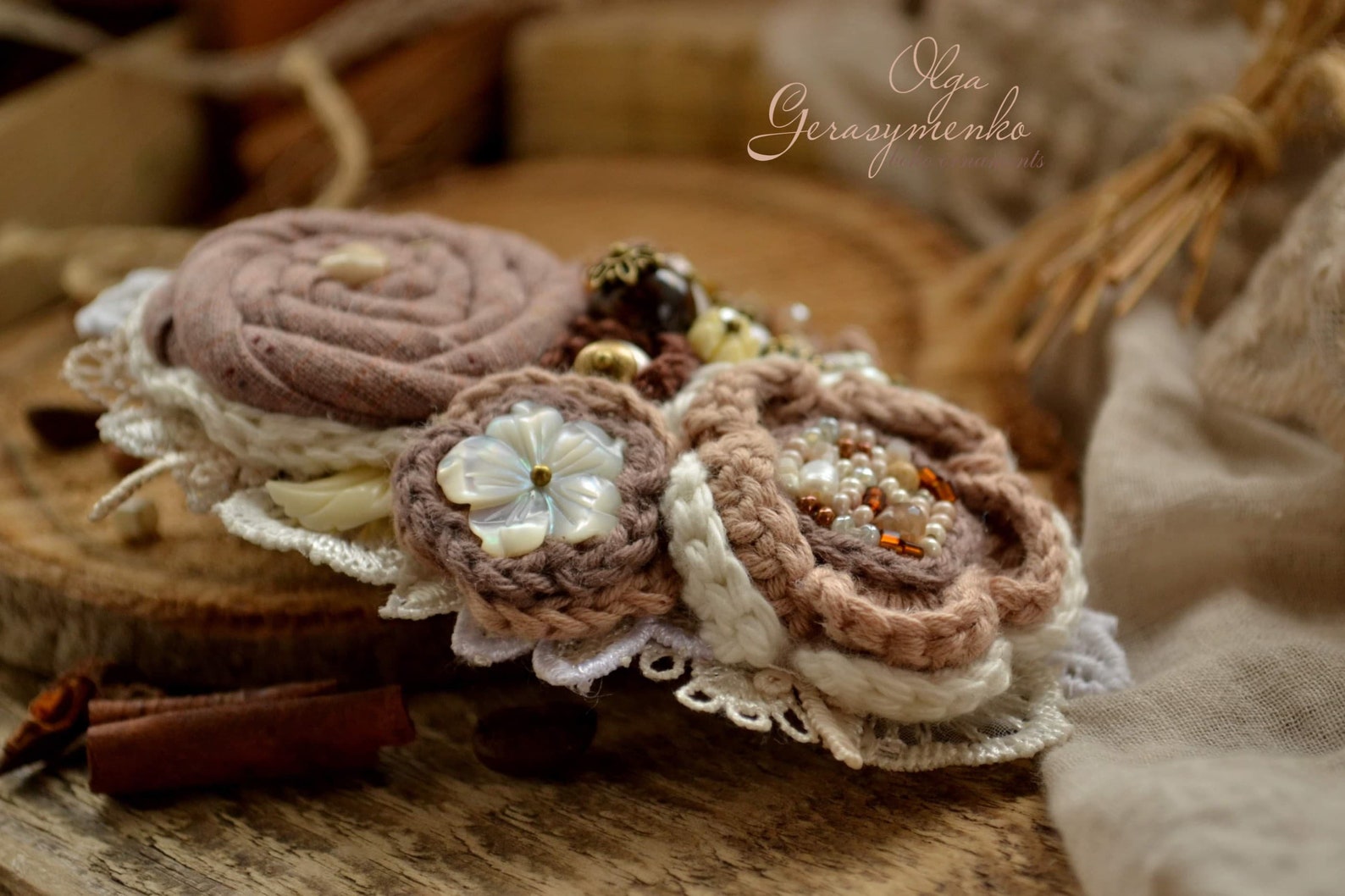 French Hair Barrette Floral Hair Pin Fabric Barrette Large - Etsy