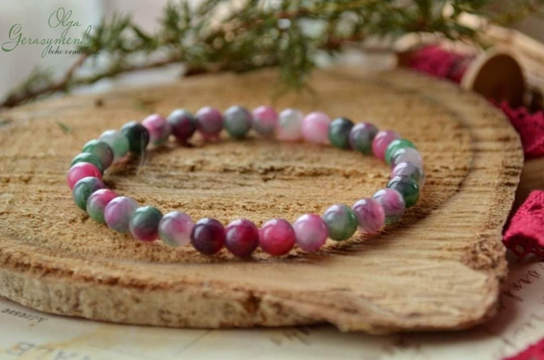 Jade Armband, Edelstein Armband, mehrfarbiges Armband, Jade Perle ...