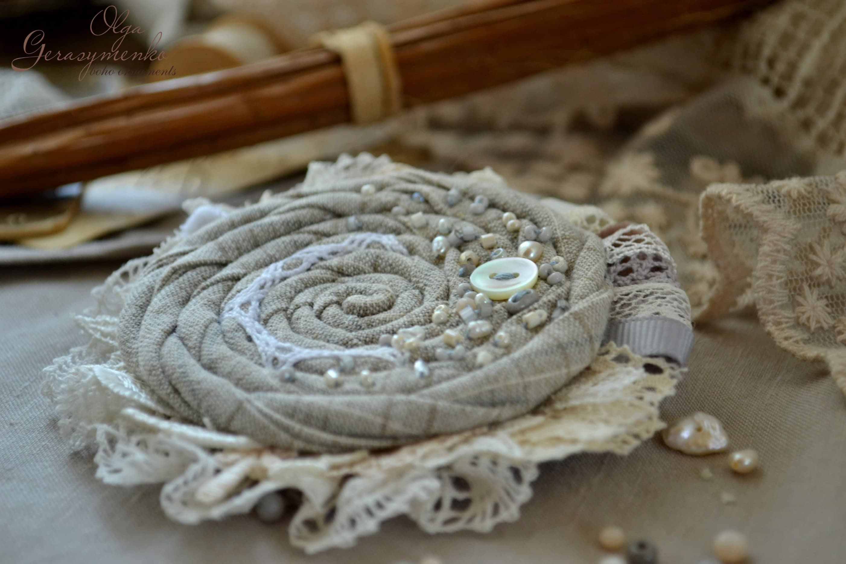 Fabric Brooches Grey Flower Brooch Statement Brooch Elegant | Etsy