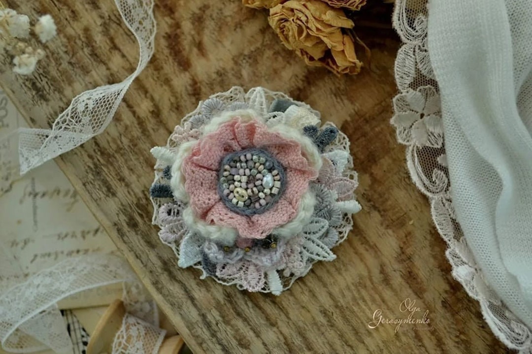 Dress Brooch, Small Brooch, Crochet Pin, Pink Brooch, Blouse Brooch ...