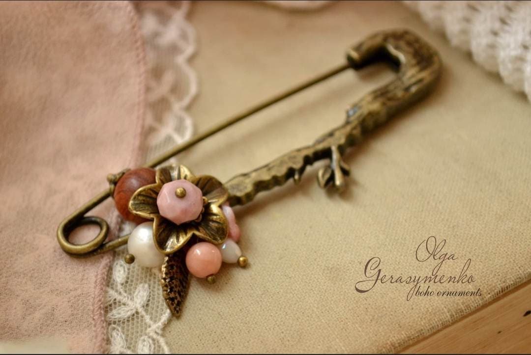 Safety Pin Brooch, Cloak Pin, Shawl Pins and Brooches, Sweater Pin ...