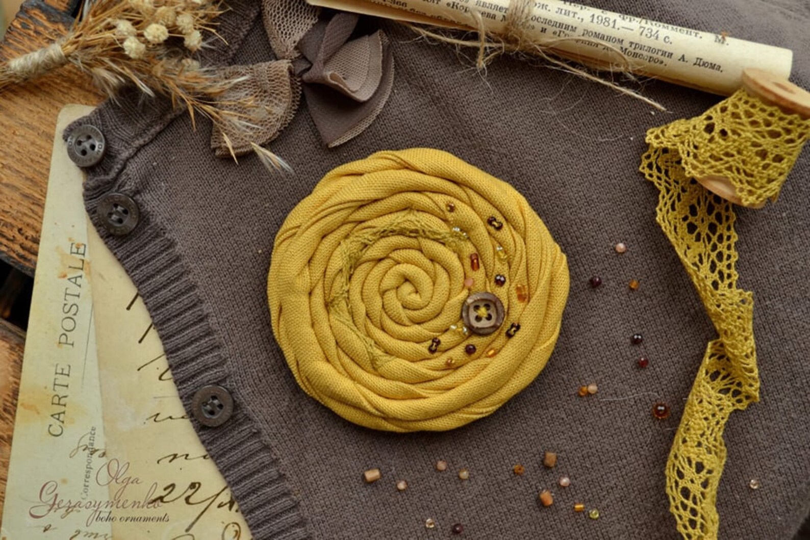 Linen Brooch Embroidered Brooch Fabric Brooch Dress Brooch - Etsy