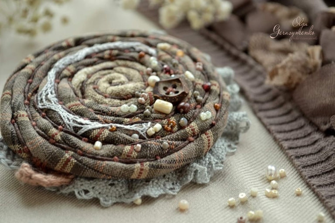 Textile Flower Brooch Fabric Brooches Autumn Brooch Dress | Etsy