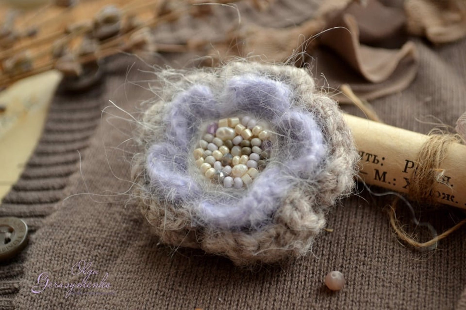 Small Brooch Woman Beaded Floral Pin Crochet Brooch Collar - Etsy