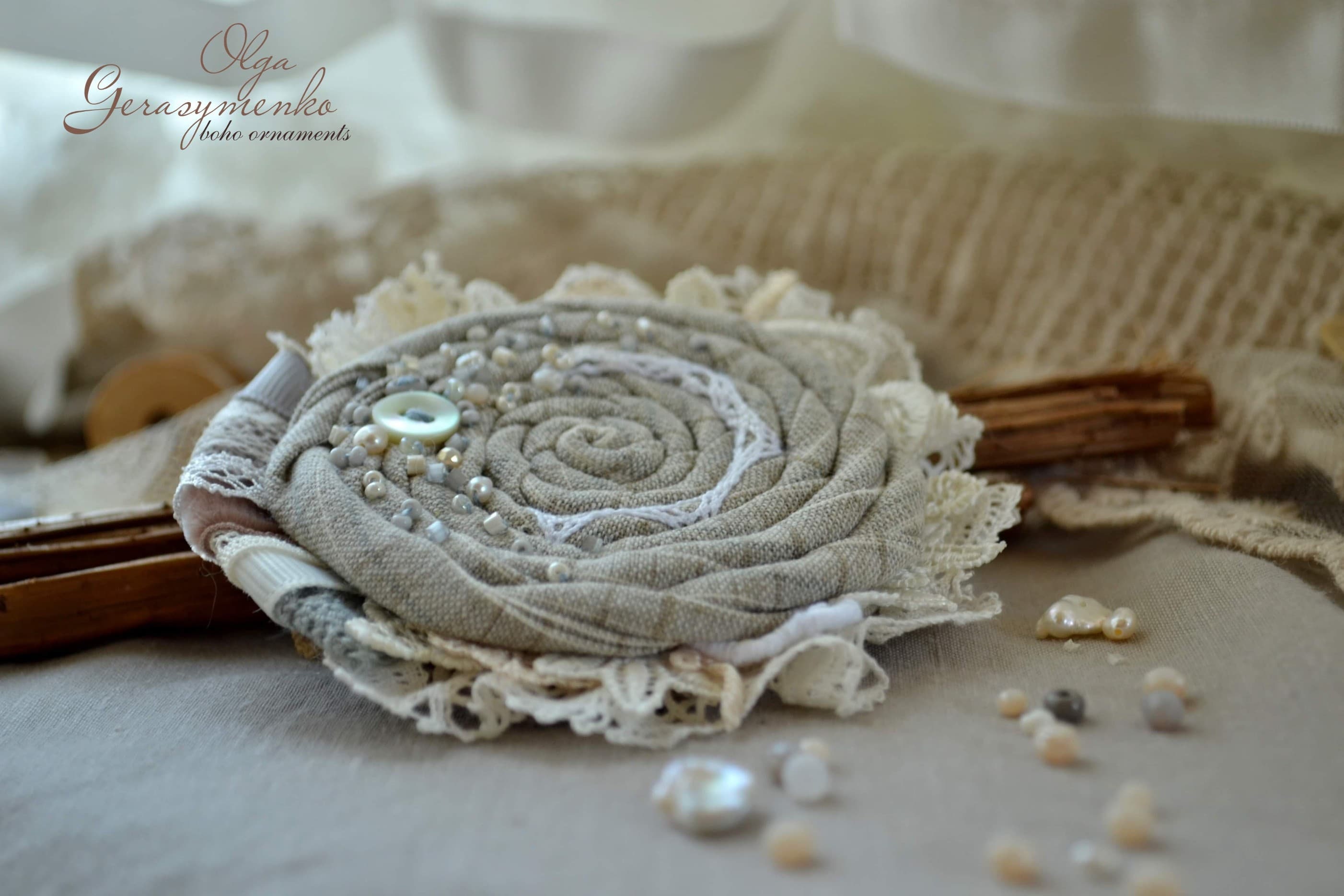 Fabric Brooches Grey Flower Brooch Statement Brooch Elegant | Etsy