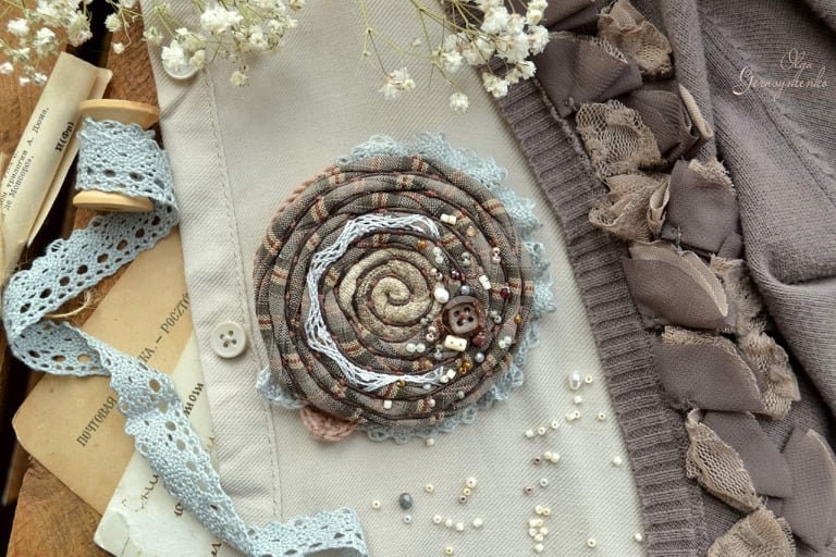 Textile Flower Brooch Fabric Brooches Autumn Brooch Dress | Etsy