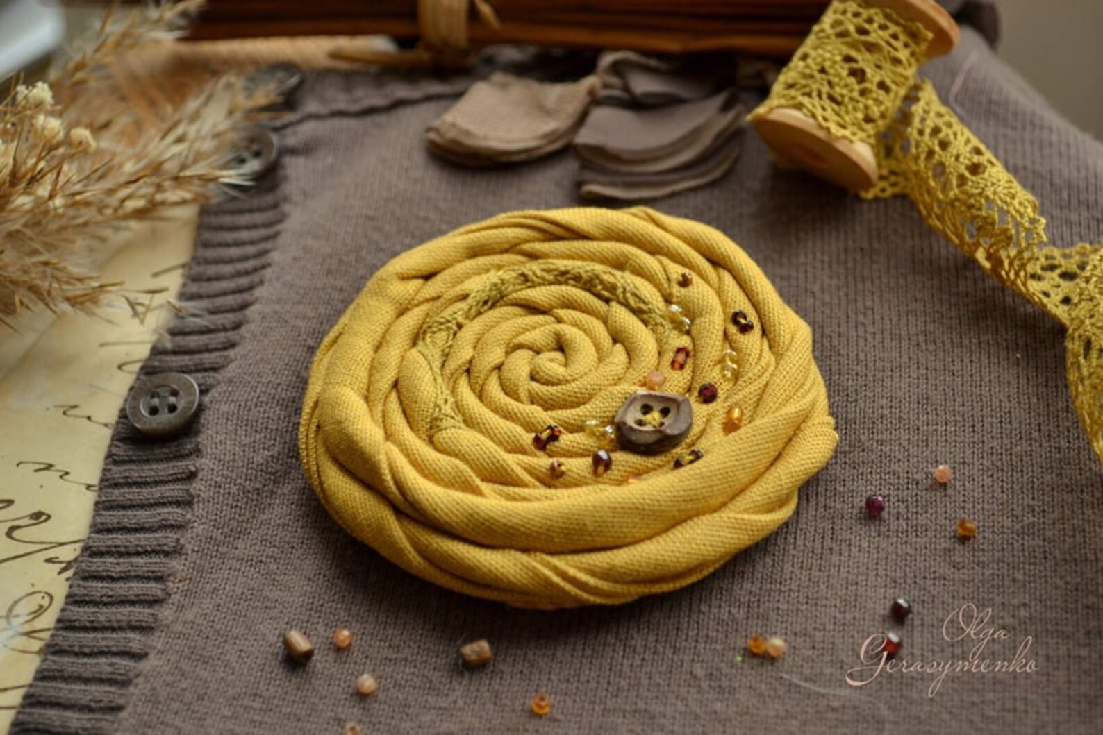 Linen brooch embroidered brooch fabric brooch dress brooch | Etsy