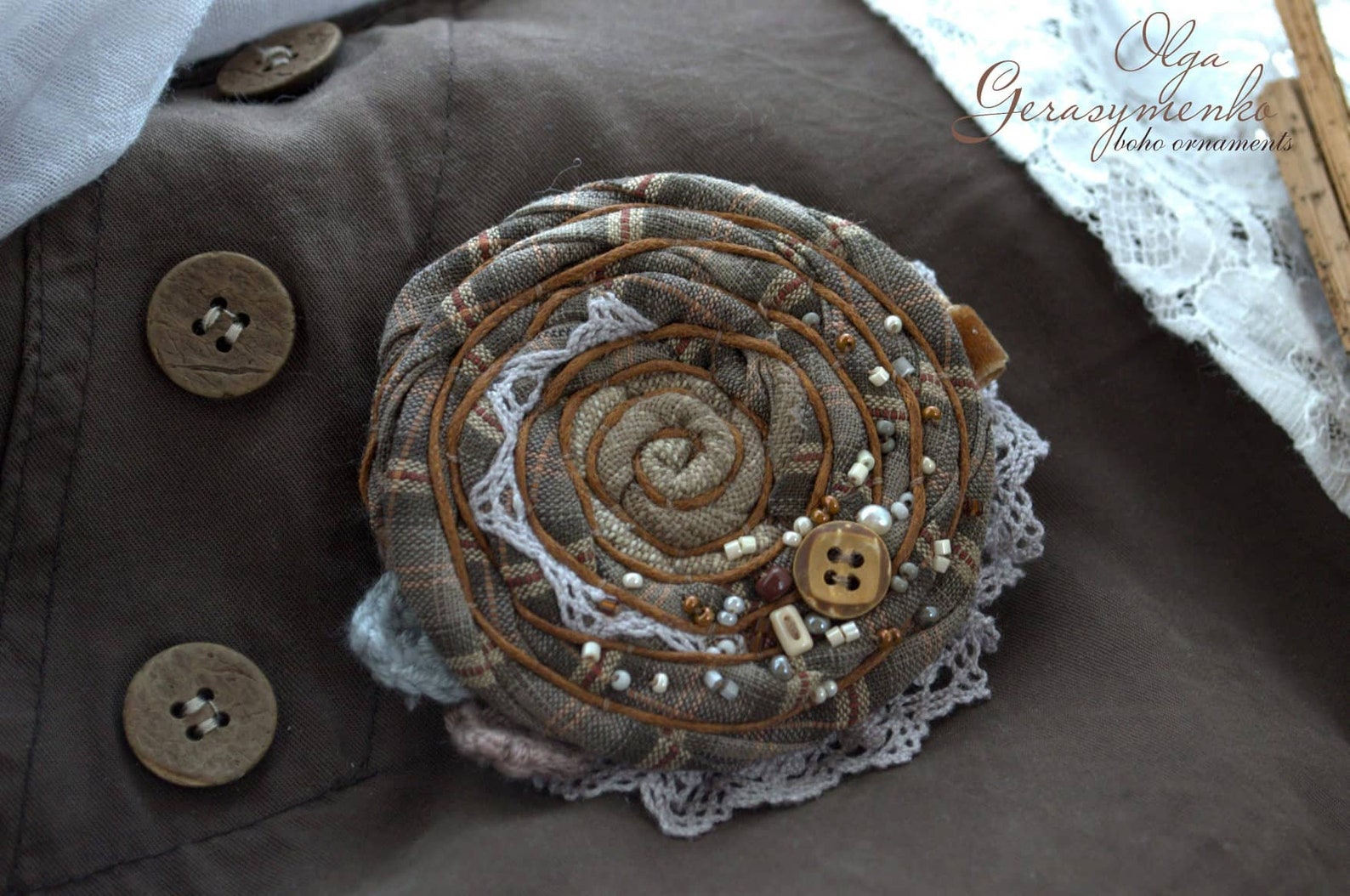 Textile Flower Brooch Fabric Brooches Autumn Brooch Dress | Etsy