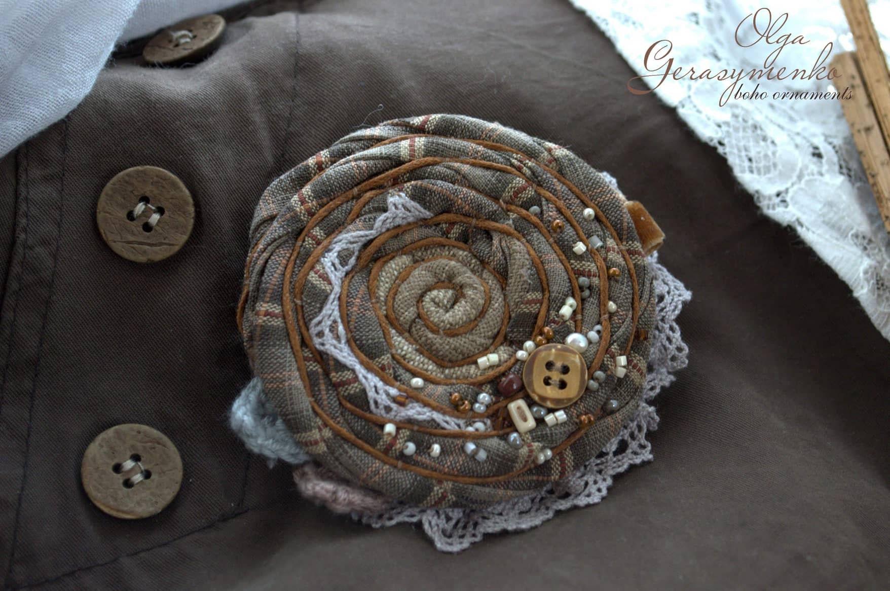 Textile Flower Brooch Fabric Brooches Autumn Brooch Dress | Etsy