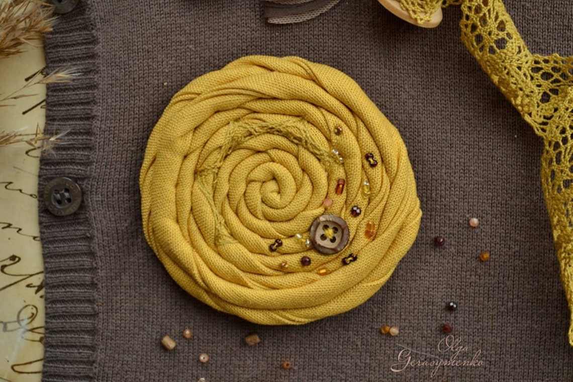 Linen Brooch Embroidered Brooch Fabric Brooch Dress Brooch - Etsy