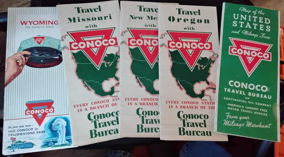 Collection of Five Vintage Conoco Road Maps, Lot 2 Free Shipping - Etsy