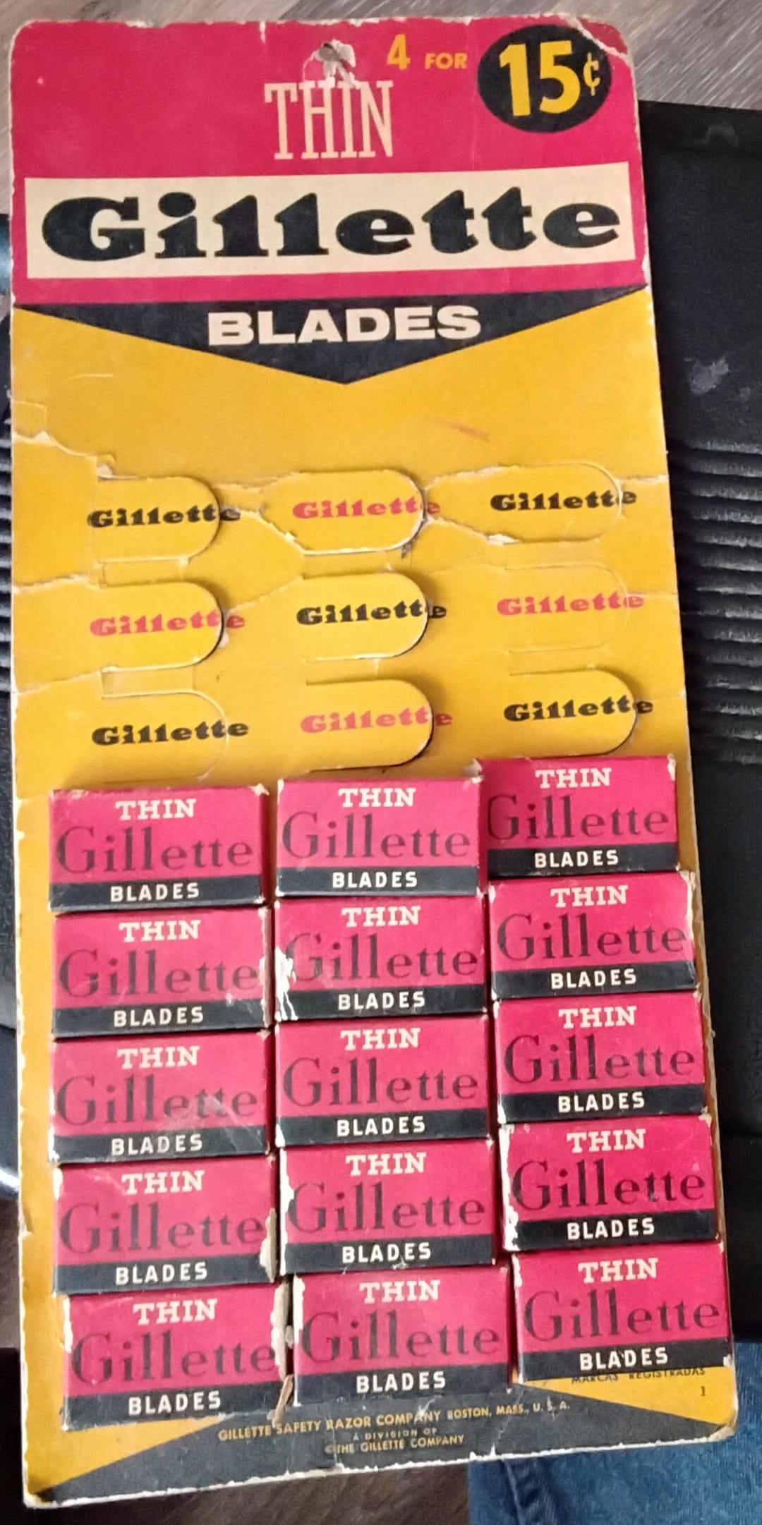 Vintage Gillette Razor Blade Display Board and Blades. Free Shipping - Etsy