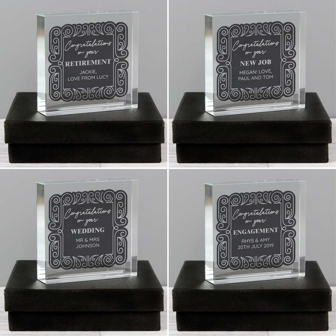 Personalised Congratulations Wedding Anniversary Engagement Crystal ...