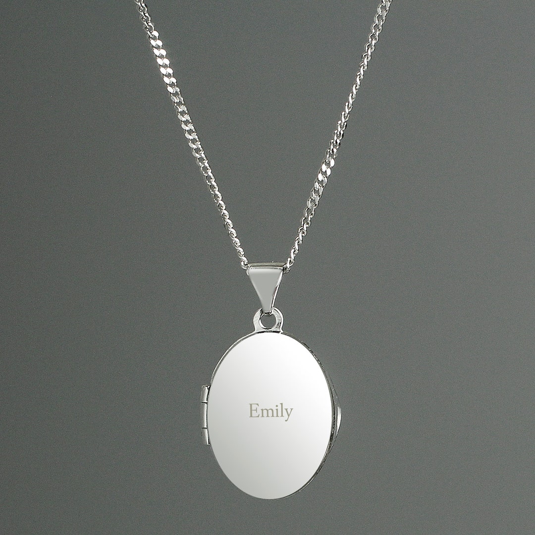 Personalised Sterling Silver Oval Locket Necklace - Etsy