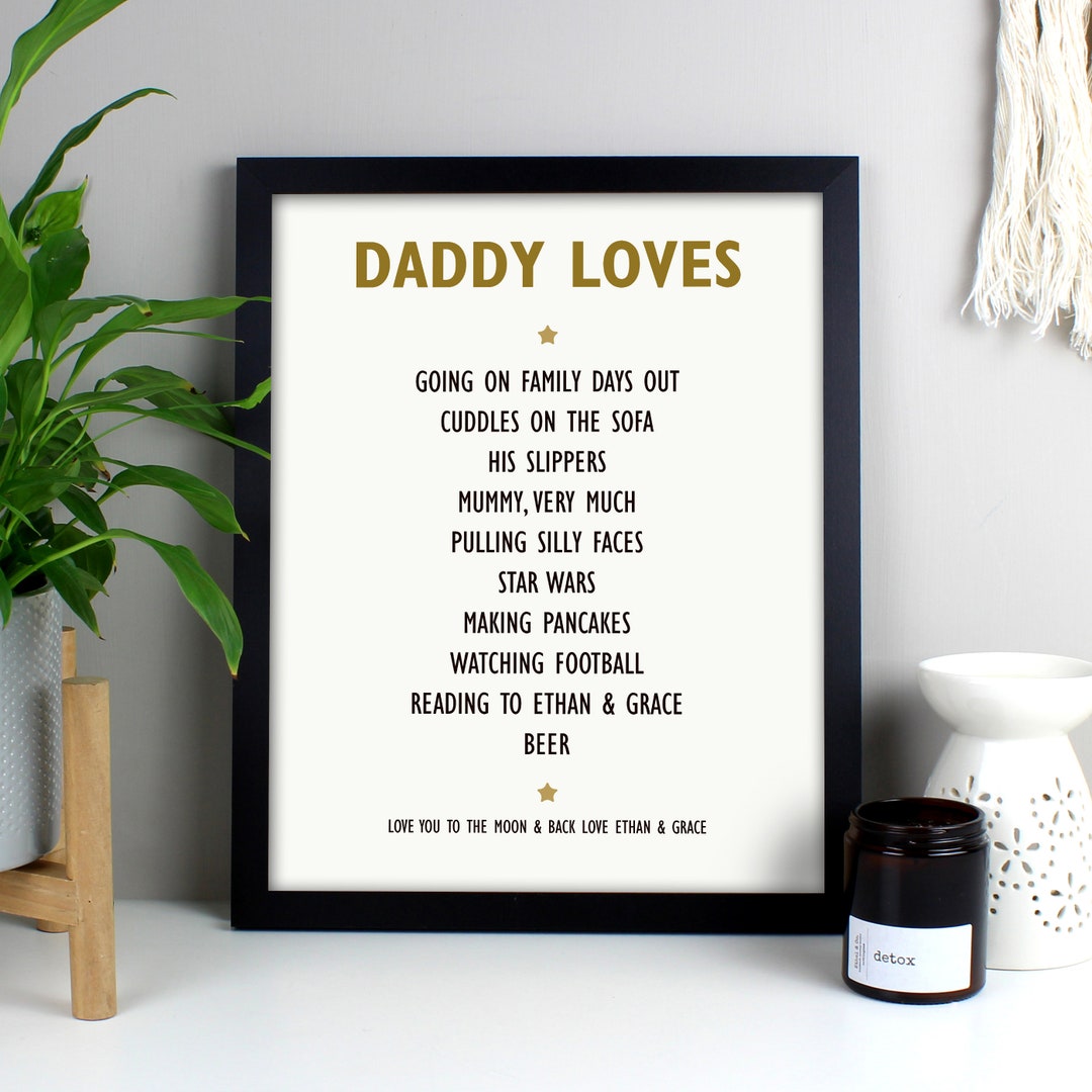 Personalised List of Love Black Framed Print - Etsy UK