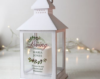 Personalised in Loving Memory White Indoor Keepsake Lantern. Memorial ...