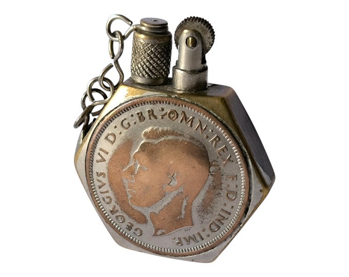 Rare!! Beautiful Vintage Petrol Lighter With Coins With King George VI ...