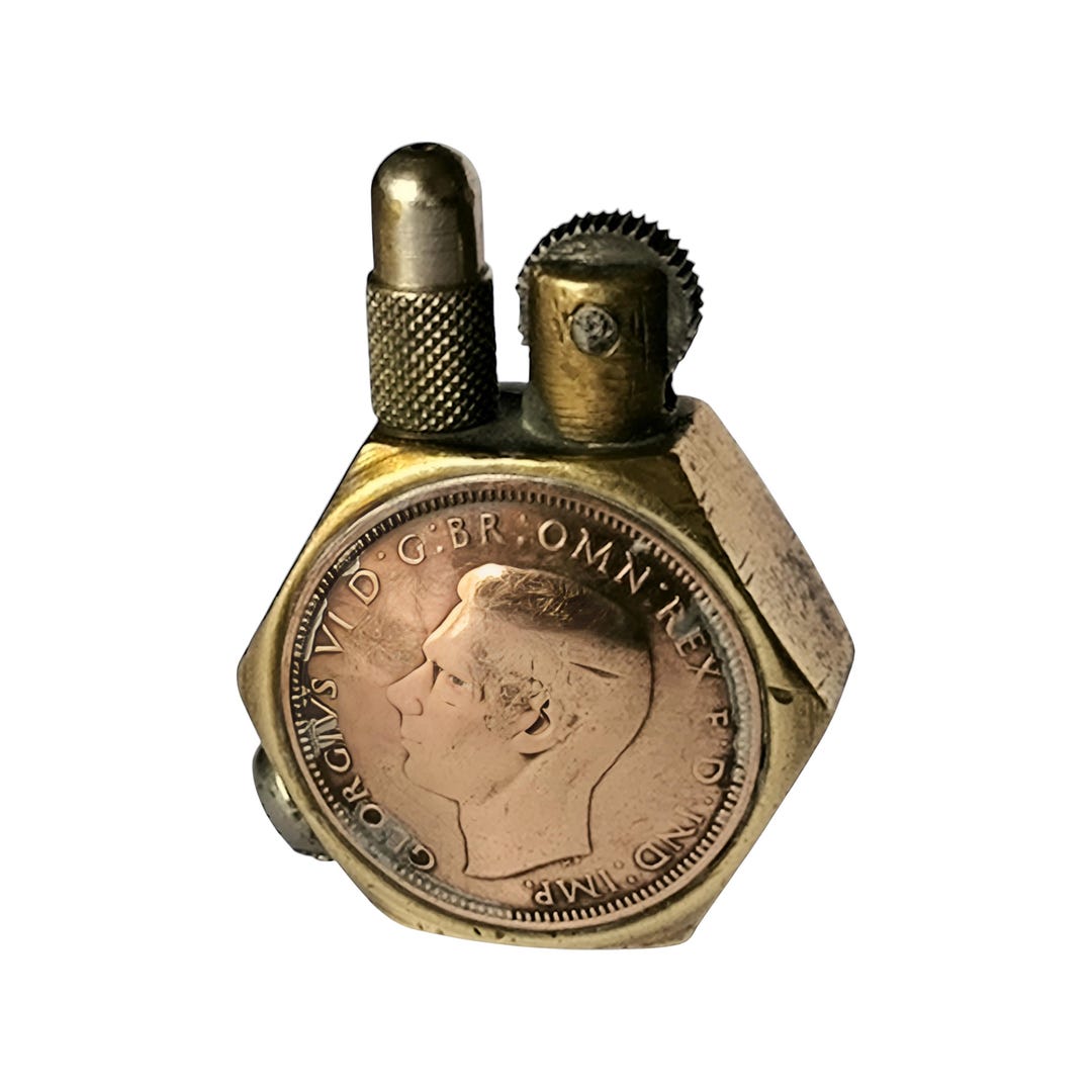 Rare!! Beautiful Vintage Petrol Lighter With 1941 Half Penny Coins ...