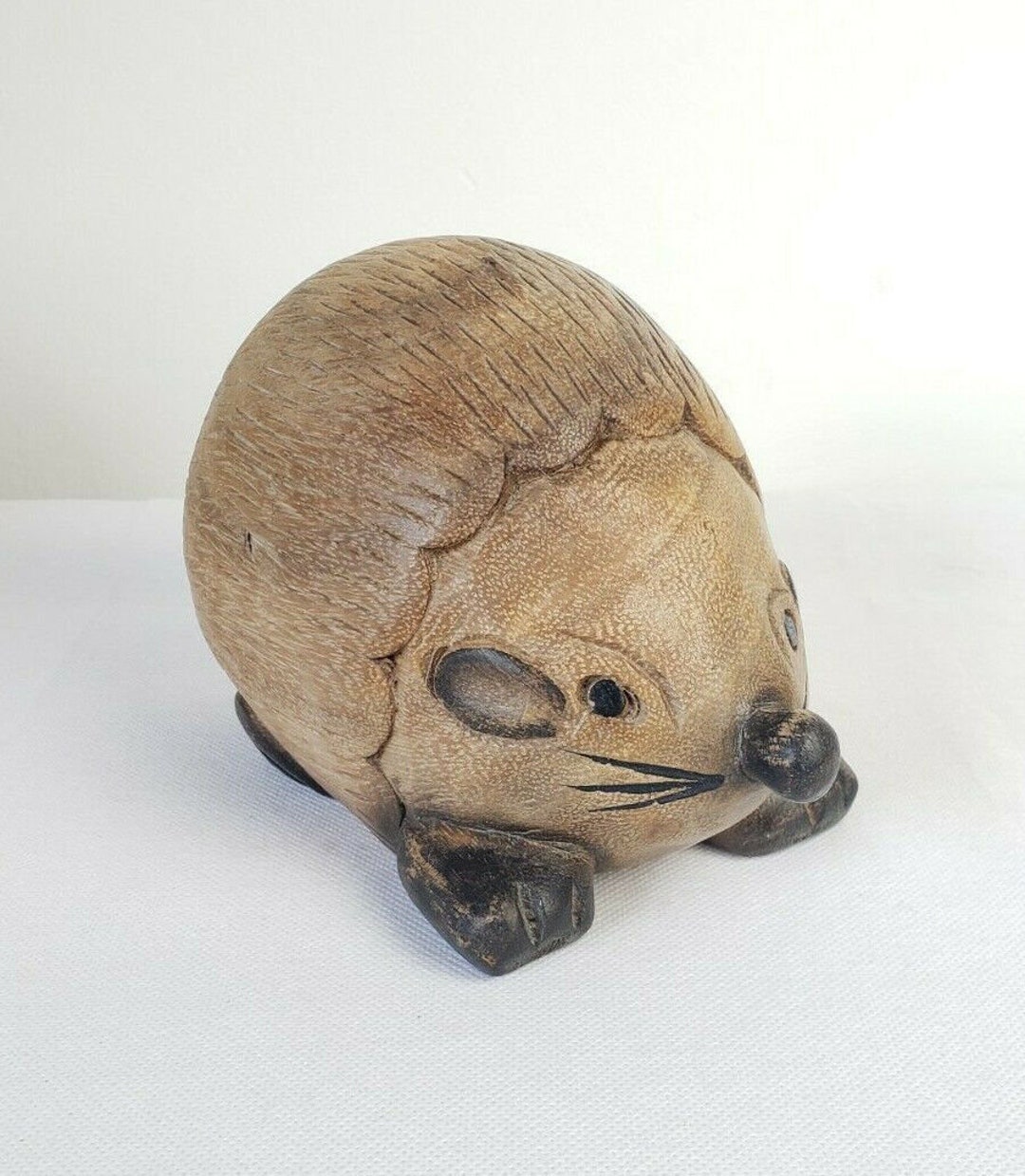 Hand Carved Wooden Hedgehog Figurine Statue Wildlife - Etsy