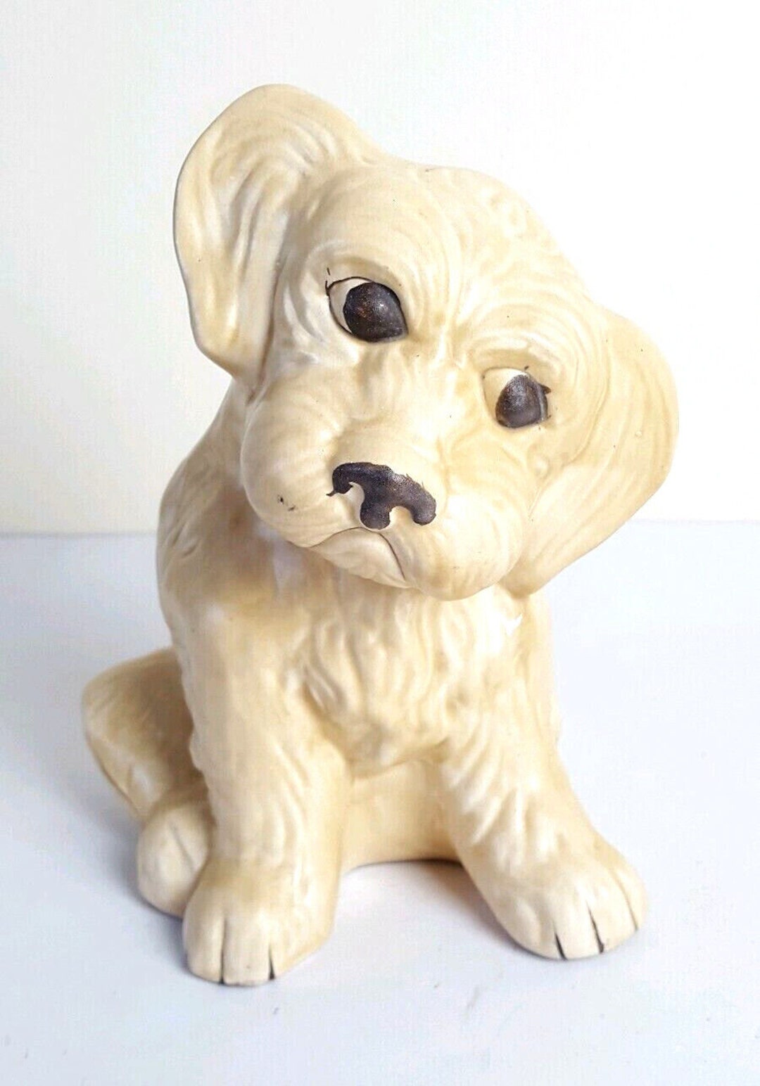 Vintage Ceramic Puppy Figurine Beige Dog Statue Ornament Matt - Etsy
