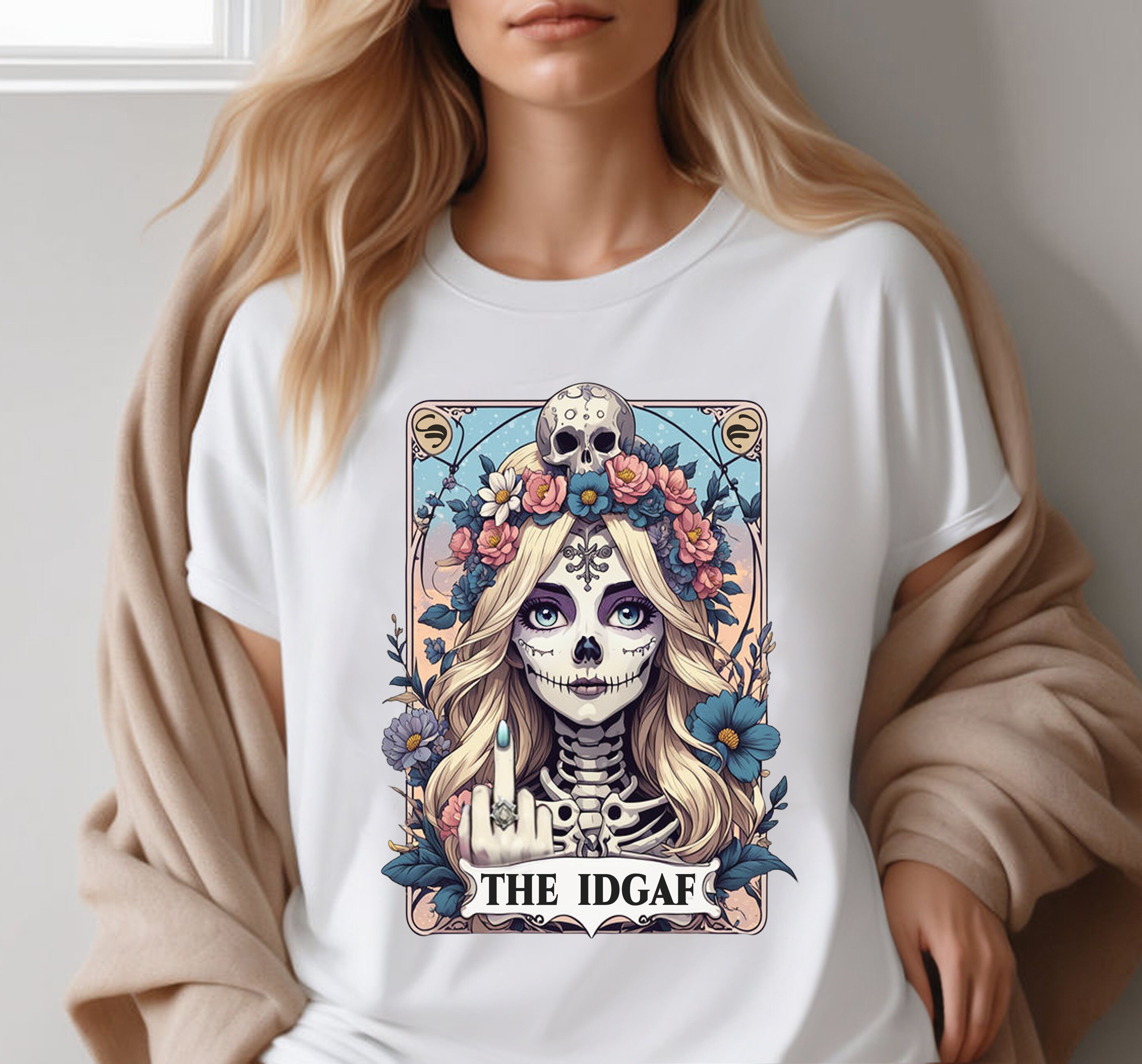 The IDGAF Png, Skeleton Tarot Card, Png Shirt, T-shirt Women, Sarcastic ...