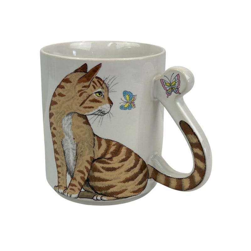 Vintage Cat Butterfly Mug - Etsy