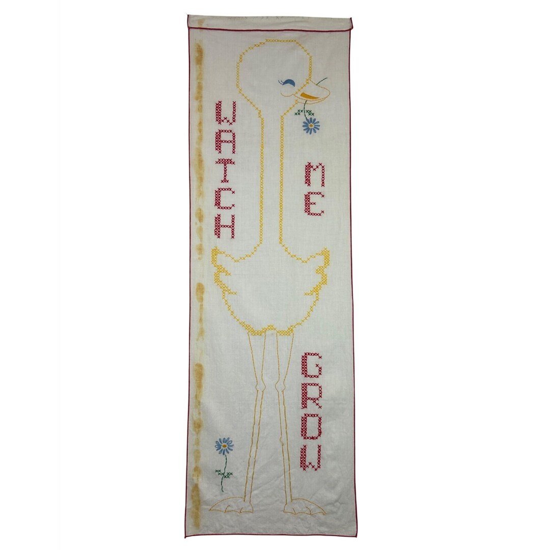 Vintage Embroidered Growth Chart With Duck Design "watch Me Grow" - Etsy