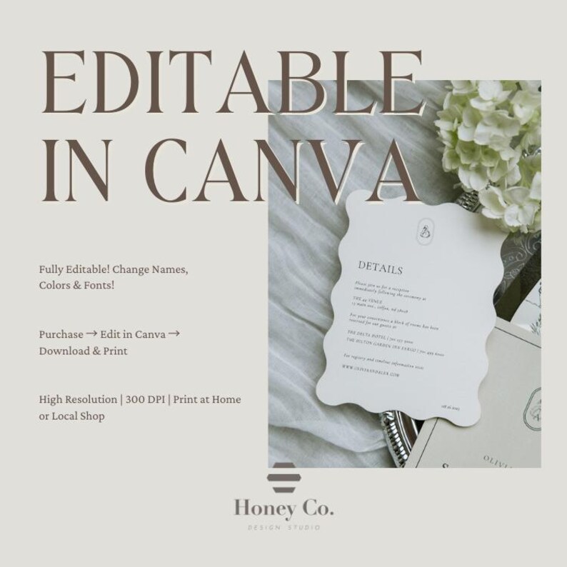 Wedding Details Card Template | Editable Canva Insert | Reception ...