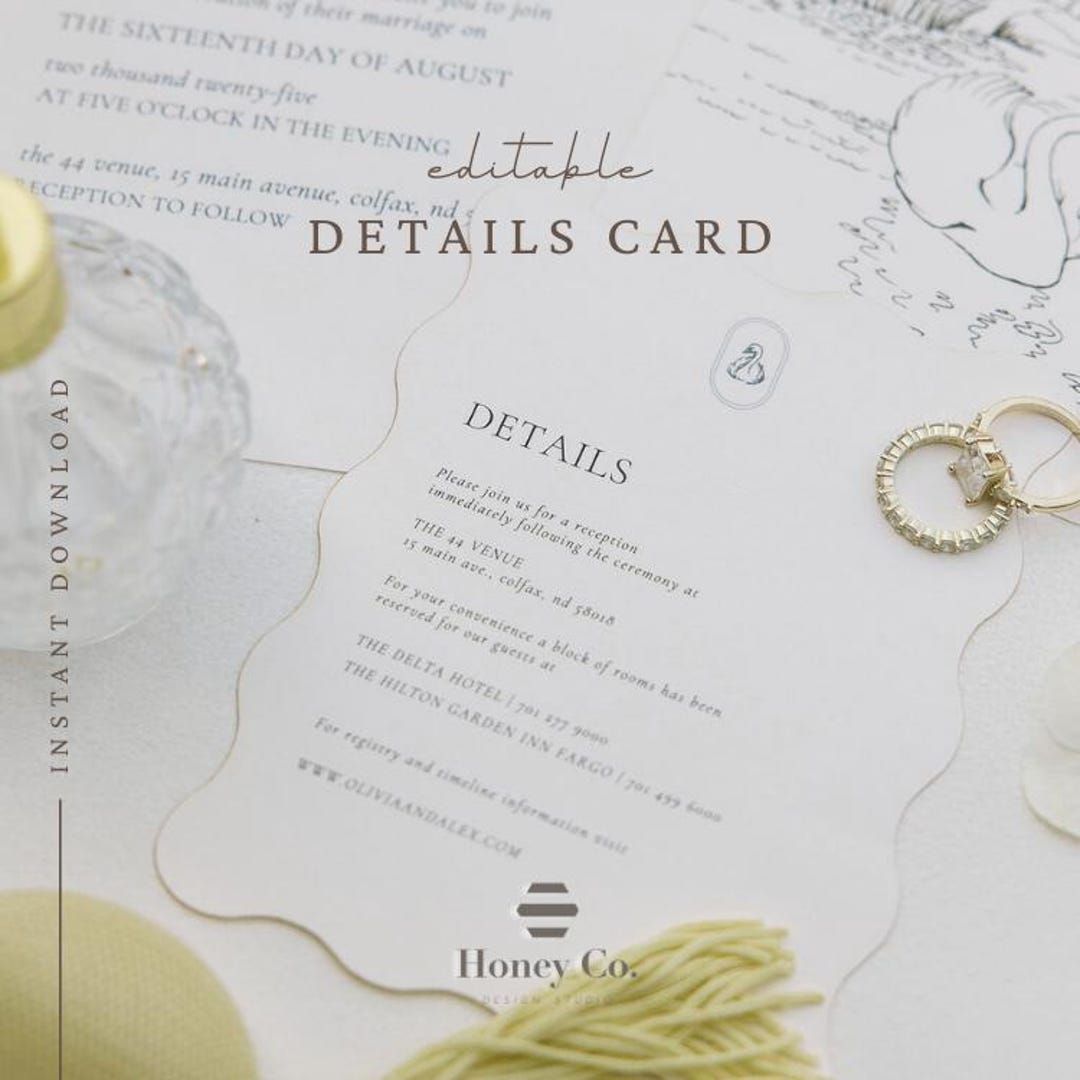 Wedding Details Card Template | Editable Canva Insert | Reception ...