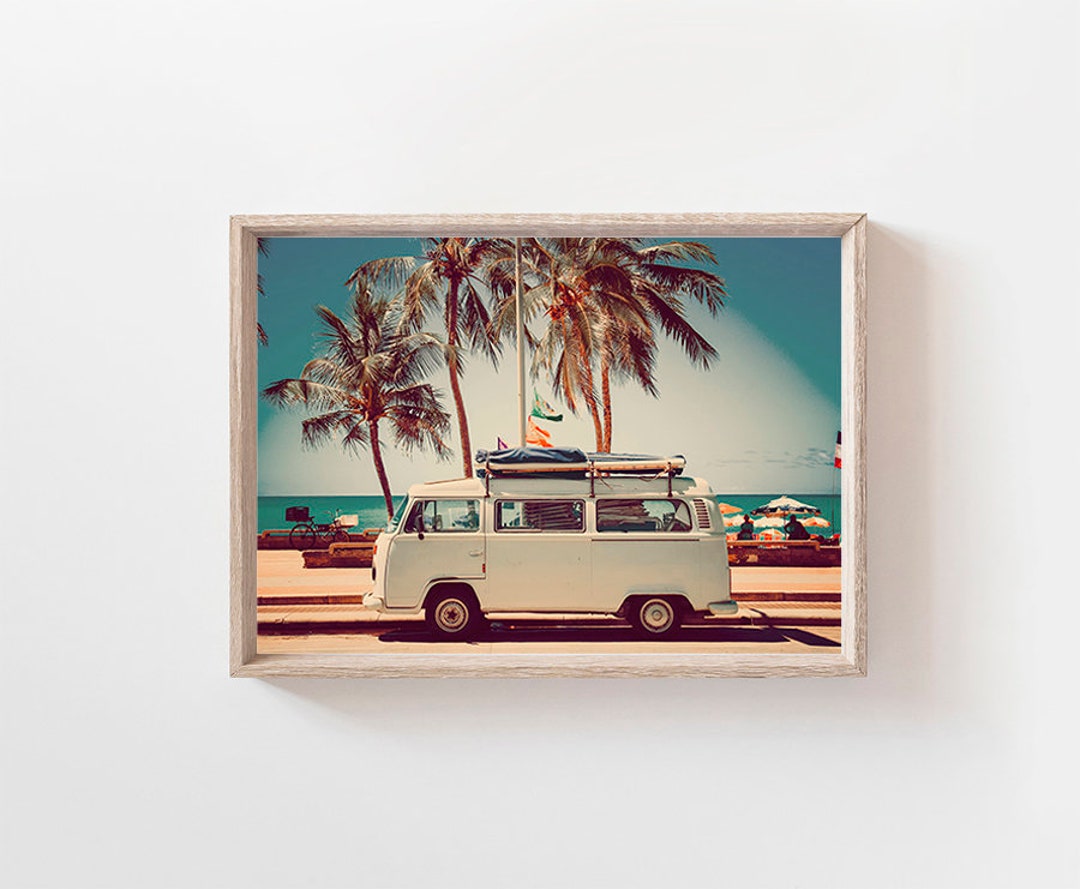 Retro Van Print, Retro Print, Vintage Car Print, Beach Print, Old ...