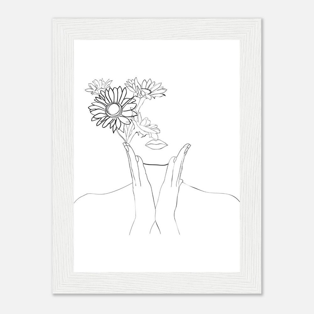 Woman With Flowers Fraline Art Print, Feminine Print, Line Drawing ...