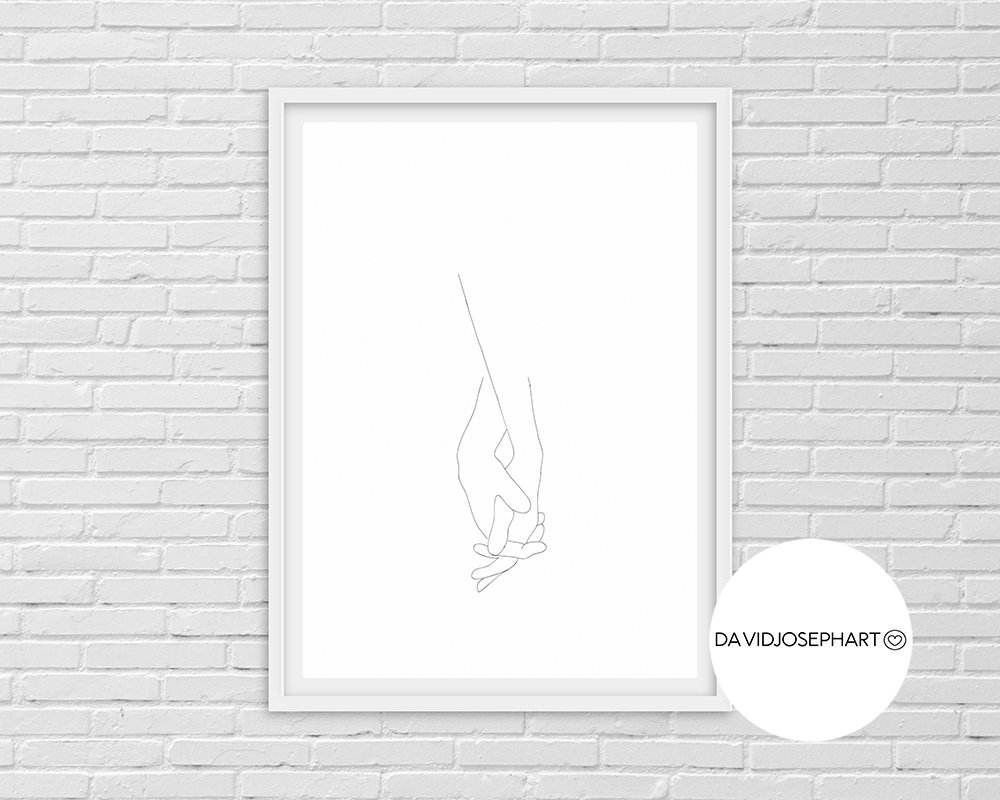 Holding Hands Line Drawing Love Print Line Drawing Hand | Etsy