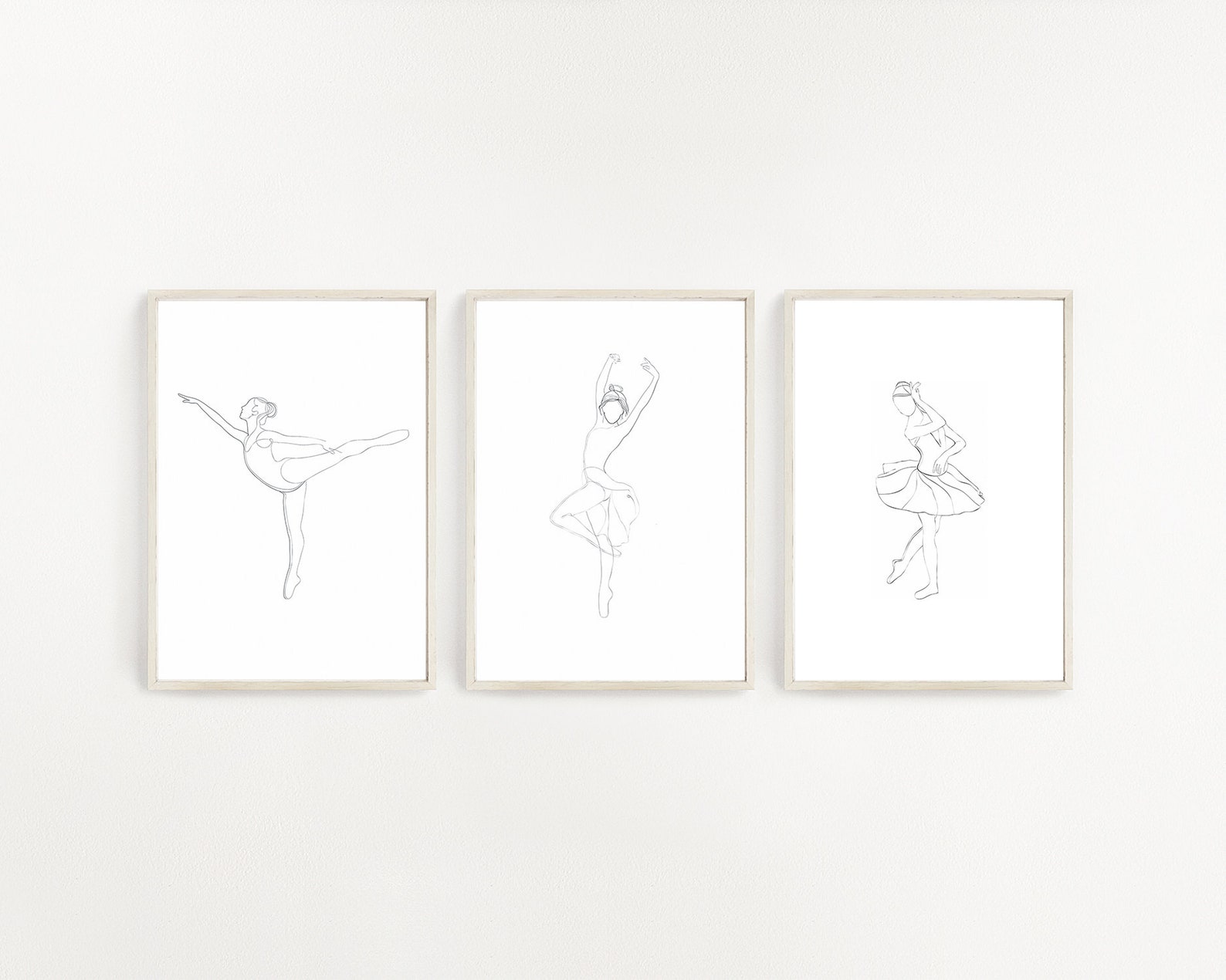 Ballerina Line Art, Set of 3 Line Drawing, Ballet Print, Ballet Line ...