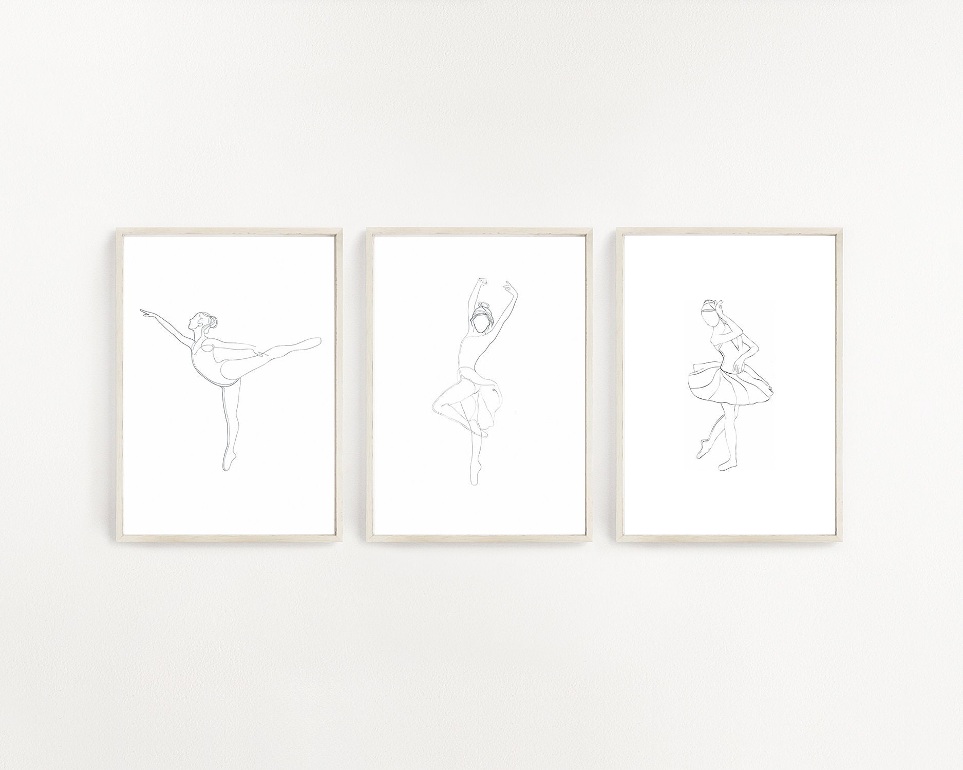 Ballerina Line Art Set of 3 Line Drawing Ballet Print - Etsy