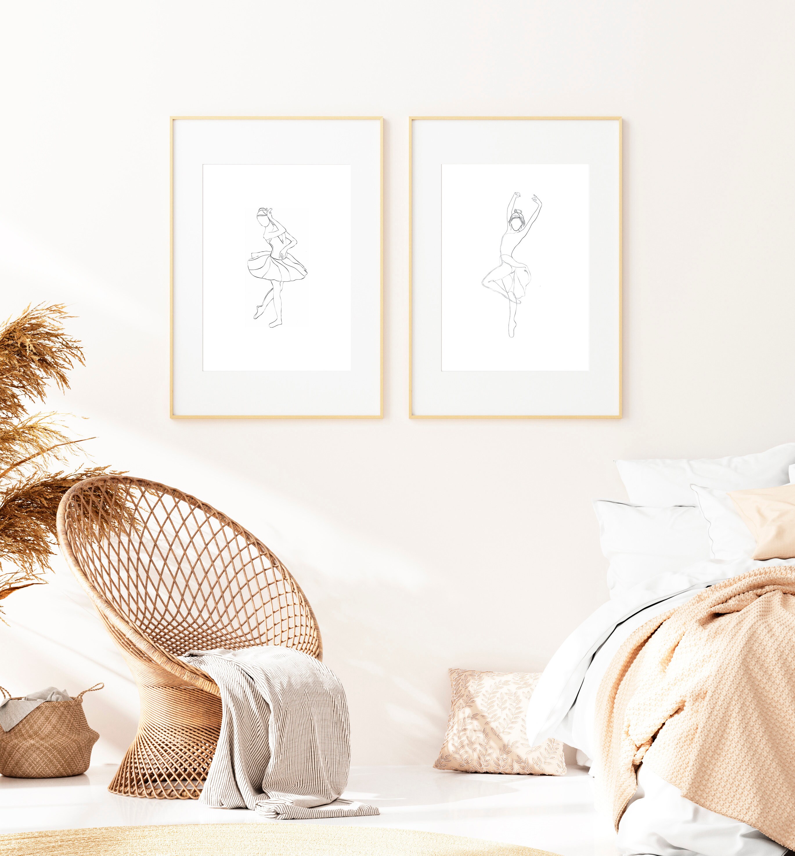 Ballerina Line Art Set of 2 Line Drawing Ballet Print - Etsy