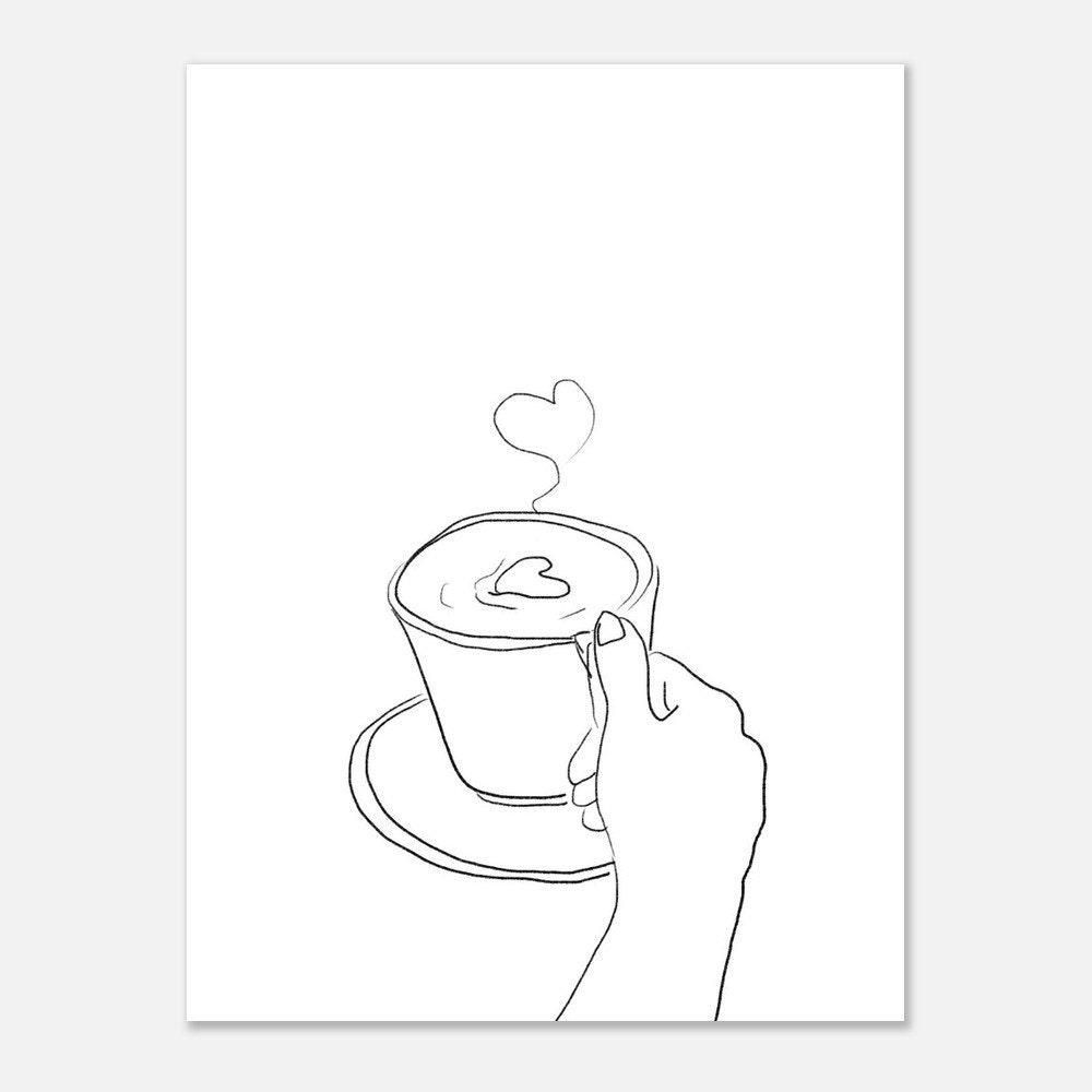 Coffee UNFRAMED Line Art, Tea Line Art, Coffee Print, Kitchen Wall Art ...