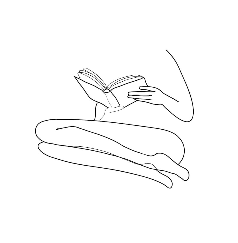 Woman Reading SVG Line Art Vector SVG Female SVG Line - Etsy