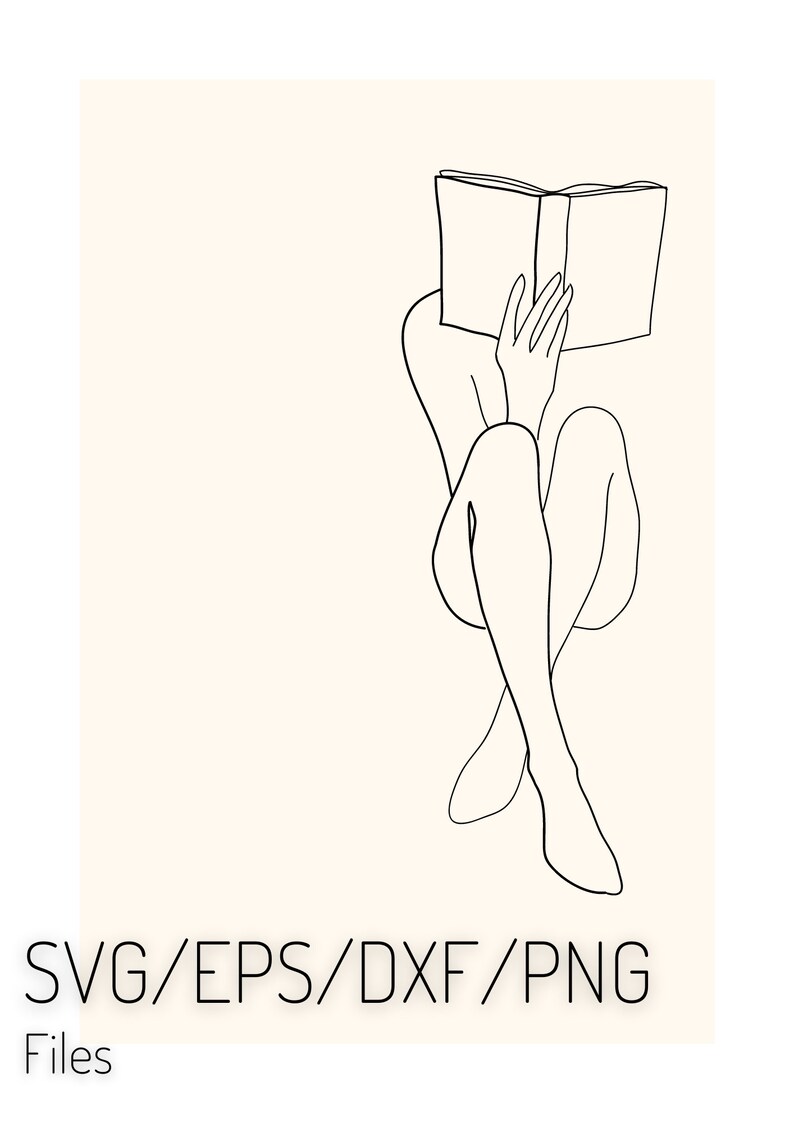 Woman Reading SVG Line Art Vector SVG Female SVG Line - Etsy