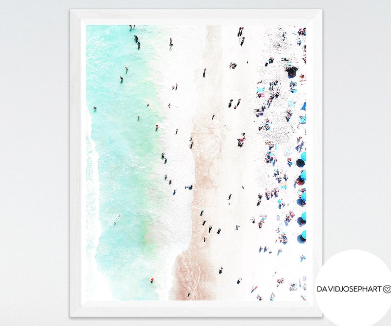 Beach Photography Aerial Beach Print People on Beach Poster - Etsy
