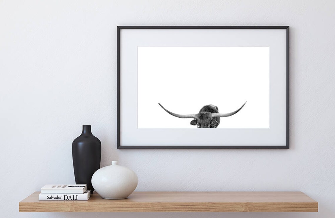 Longhorn Print Cow Print Texas Cow Print Animal Print - Etsy